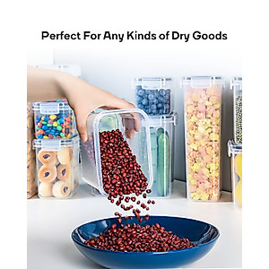 Airtight Food Storage Containers with Lids, Clear Pantry Canister Set for Kitchen Organization, Stackable Organizers for Flour, Sugar, Cereal, Rice, BPA Free Plastic 14-Pack with Different Sizes Dark Gray