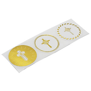 500 Christian Stickers | Faith Stickers for Baptism, Confirmation, Christening, First Communion | Gold Cross Religious Stickers