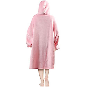 Wearable Blankets Hoodies for Adults Women Men, Oversized Hooded Sweatshirt, Soft Cozy Fleece Long Hoodie with Giant Pocket Pink