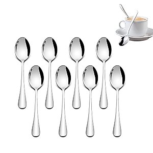 ITITT 8 Piece Tea Spoon,5.4 Inches,Coffee Spoon,18/10 Stainless Steel Demitasse Espresso Spoons,Dessert Spoons,Dishwasher Safe(Silver)
