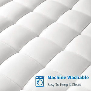 Shilucheng King Size Mattress Pad Cover,Pillow Top Mattress Pad for Back Pain,Bed Pad Overfilled with Down Alternative,8-21" Deep Pocket (White, King)