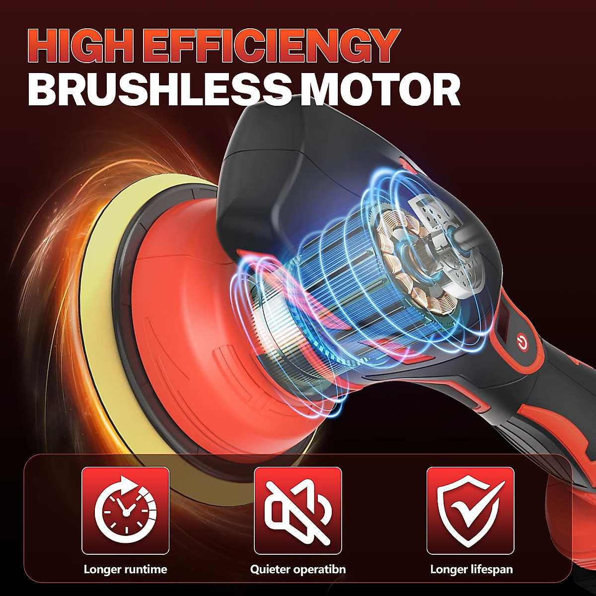 Cordless Car Buffer Polisher for Milwaukee 18V Max Battery, Orbital Polisher with 8 Variable Speed, Brushless Motor Car Buffer, Power Polisher for Car Detailing/Polishing/Waxing (Tool Only)