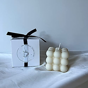 Scented Cube Candle, Bubble Candle, Cube Candle, Candle Sticks, Scented Candle, Decorative Candle, Natural Soy Wax, Housewarming Gift (White)