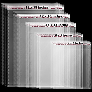 11” x 14” Large Resealable Cellophane Bags 500 pcs Self Sealing Clear Bags for Packaging Products Self-adhesive Clear Plastic Bags for Clothes, T-shirts, Pants and Gifts, Small Business Shipping Bags