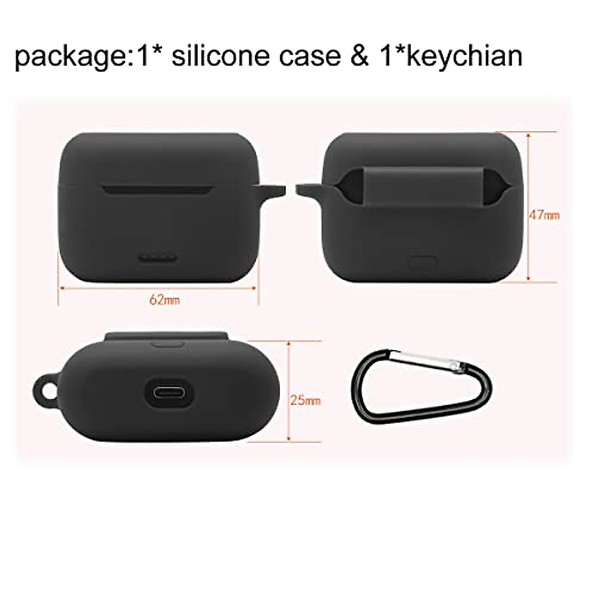 Claiol Silicone Case for TOZO NC2, Premium Shockproof Protective TOZO NC2 Case Cover with Keychain. (Black)