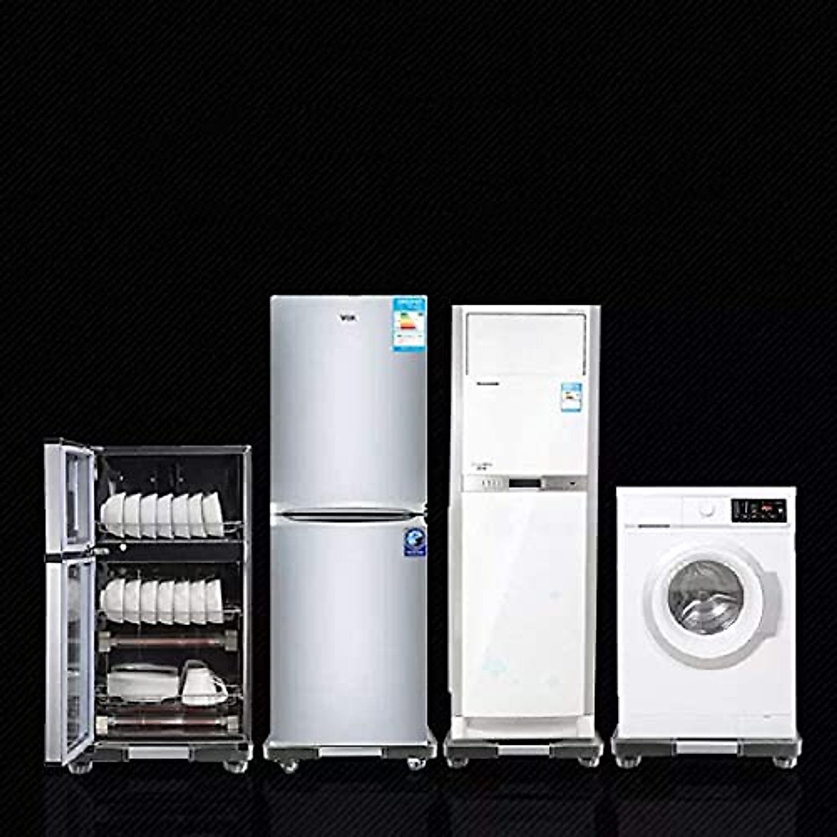 QQUN Adjustable Mini Fridge Stand- Dryer Dorm Refrigerator Washing Machine Base- Washer Pedestal- Strong Feet for Machine- (Black)