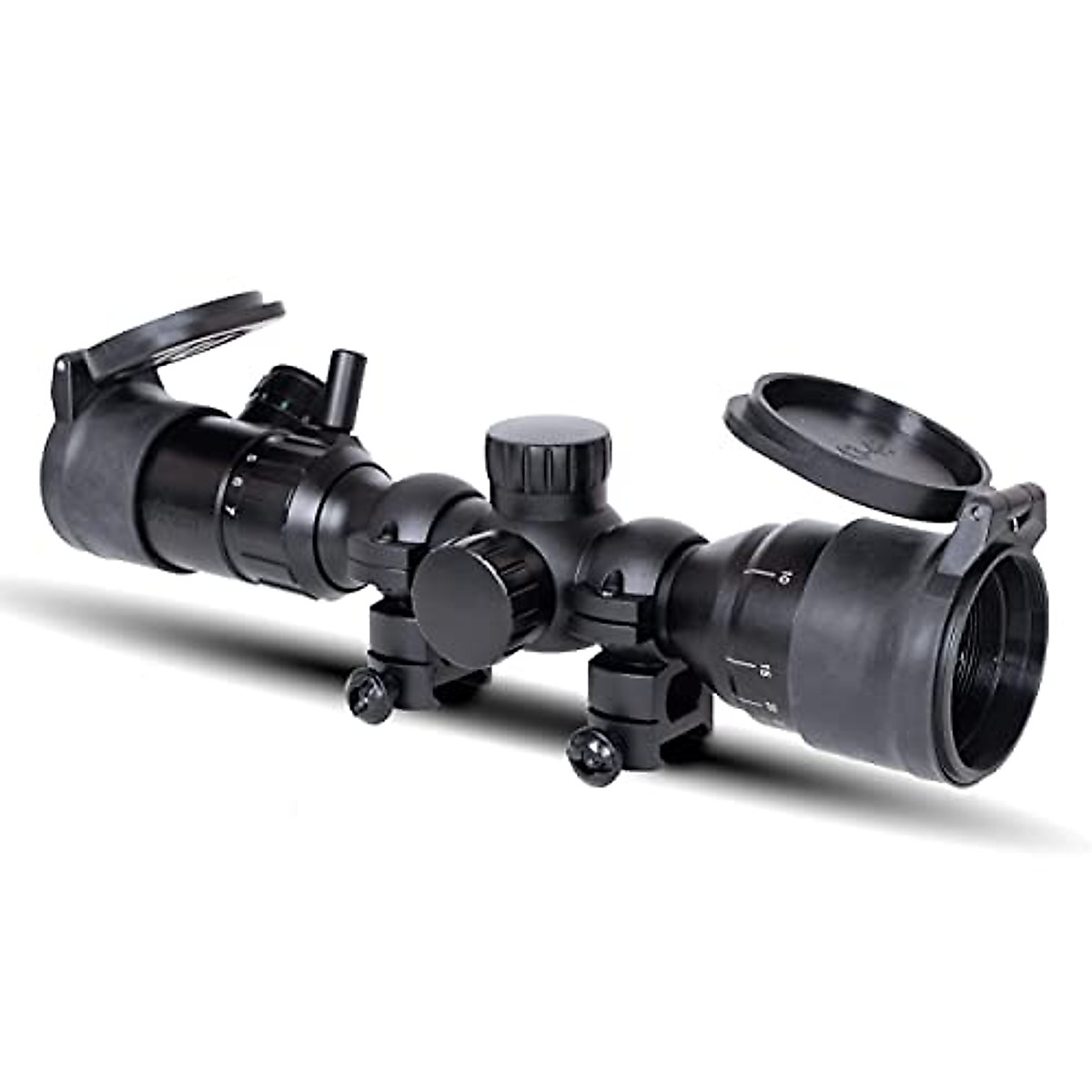Monstrum 3-9x32 AO Rifle Scope with Illuminated Range Finder Reticle and Parallax Adjustment | Monstrum Flip Up Scope Cover Set | Bundle