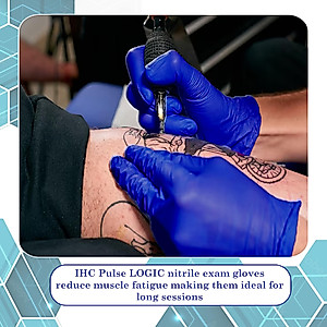 Blackwork Worldwide Pulse Logic 171 - (100 Gloves Per Box) Powder-Free - Nitrile Exam Gloves, Blue, Latex-Free, (Single Box - Large)