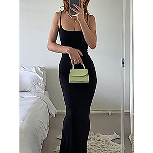 AnotherChill Women's Casual Lounge Slip Long Dress Sexy Sleeveless Backless Bodycon Maxi Dresses 2023 Summer Slim Elegant (Black, Small)