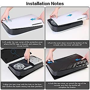 HEYSTOP PS5 Plates for PS5 Accessories, Hard Shockproof Cover PS5 Skins Shell Panels for PS5 Console, Anti-Scratch Dustproof Face Plates Replacement Accessories for Playstation 5 Disc Edition - Black