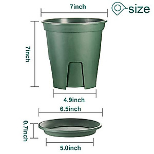 EHWINE Plant Pots, 12Pack 7 Inch Planters for Indoor Plants, Plastic Planters with Drainage Hole and Tray, Flower Pots Indoor Plant Pots for Patio Garden Home Office Flowers Succulents