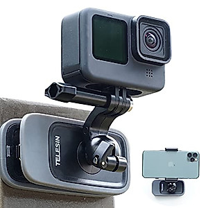 TELESIN Magnetic Swivel Clip Mount with Phone Holder, Bag Backpack Shoulder Body Strap Attachment for GoPro Max Hero 11 10 9 8 7 6 5, Insta360 X2 X3 RS GO2, DJI Action 2 3 Accessories