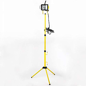 Sunlite 04372-SU Single-Head Portable Halogen Work Light Fixture, 500 Watt Halogen Bulb Included, 9000 Lumen Output, Collapsable 6-Foot Tripod, 12-Ft Grounded Cord, High Visibility, UL Listed, Yellow