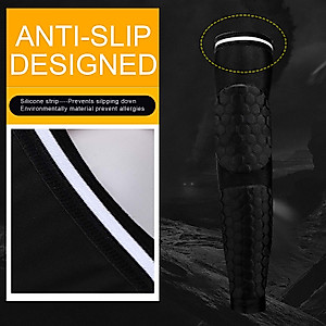 GUOZI Arm Elbow Sleeves, [2 Pack] Honeycomb Crashproof Arm Elbow Pads, Basketball Shooting Sleeve, Sports Compression Arm Upgrade Protection for Basketball Baseball Football Volleyball Cycling etc (S)