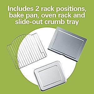 Hamilton Beach 6-Slice Countertop Toaster Oven with Easy Reach Roll-Top Door, Bake Pan, Silver (31127D)