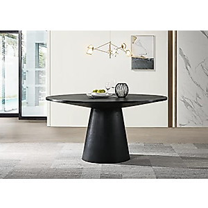 Lilola Home Jasper Ebony Black 59" Wide Contemporary Round Dining Table