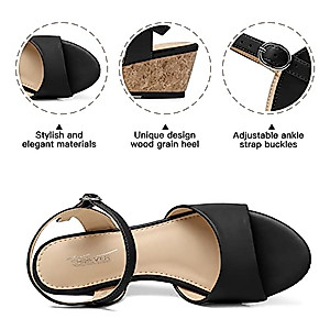 SHIBEVER Women Wedge Comfortable Sandals: Platform Dressy Walking Sandals Black Summer Fashion Casual Wedding Sandal size 8