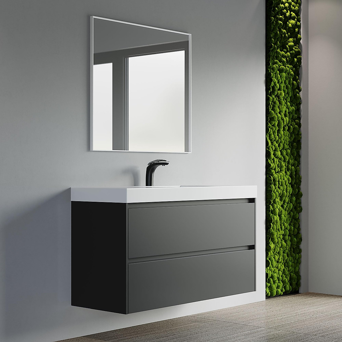 Dowell Series 004 Single Bathroom Vanity Set, 48", Matte Black