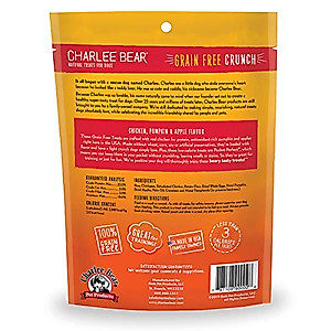 Charlee Bear Crunch Chicken, Pumpkin & Apple Flavor Dog Treat and Snack (2 Pack) 8 oz Each