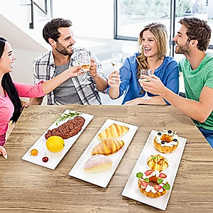 Moretoes Melamine Serving Platters Rectangular Trays, 14 Inches White Imitation Porcelain Dishes Serving Plates for Party Food Turkey Platter Dishwasher Safe Set of 3