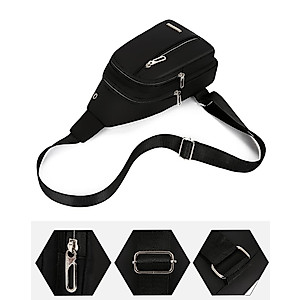 YERCHIC Small Sling Bag Crossbody Shoulder Bag for Men Women Lightweight One Strap Backpack Casual Daypack for Daily Travel Outdoor, Black,5811