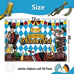 Arosche Extra Large Oktoberfest Banner 72" x 48" Beer Festival Decorations Bunting Bavarian Check Flag Party Supplies Photography Holiday Background for Indoor Outdoor Garden,Yard,Party Home Decor