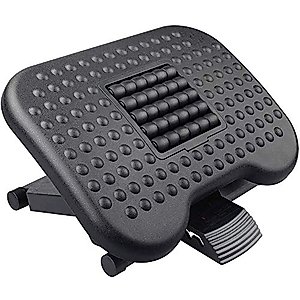 HUANUO Footrest Under Desk - Adjustable Foot Rest with Massage Texture and Roller, Ergonomic Foot Rest with 3 Height Position, 30 Degree Tilt Angle Adjustment for Home, Office