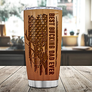 wowcugi Custom Hunting Tumbler Best Bucking Dad 20oz 30oz Dad Tumbler Coffee Travel Mug Hunter Gifts For Men Hunters Gift For Fathers Day Birthday Present