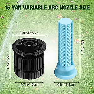 3-Pack 15-Van Variable Arc Nozzle Adjustable Sprinkler Nozzle 360 Degree Rotating Spray Scattering Replacement Sprinkler Heads for Outdoor Garden Lawn Irrigation Supplies