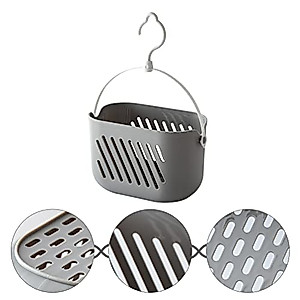 Angoily Hanging Shower Caddy Plastic Hanging Shower Caddy Basket Portable Kitchen Organizer Storage Basket with Hook for Home Grey