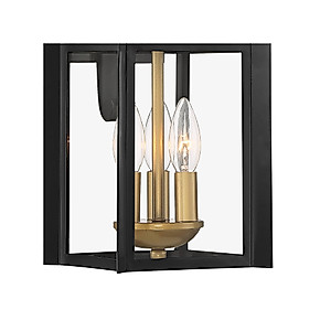 Franklin Iron Works Bransford Rustic Farmhouse Outdoor Wall Light Fixture Black 3-Light 19" Clear Glass Shade for Exterior Barn Deck House Porch Yard Patio Outside Garage Front Door Garden Home