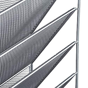 Relaxdays Wall Mount Magazine Rack, 10.5 x 32.5 x 40.5 cm, Silver