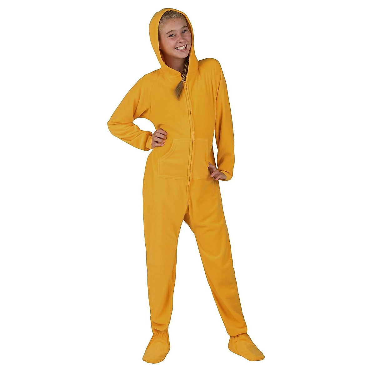 Footed Pajamas - Creamsicle Kids Hoodie Fleece One Piece - Kids - Medium (Fits 4'6-4'8")