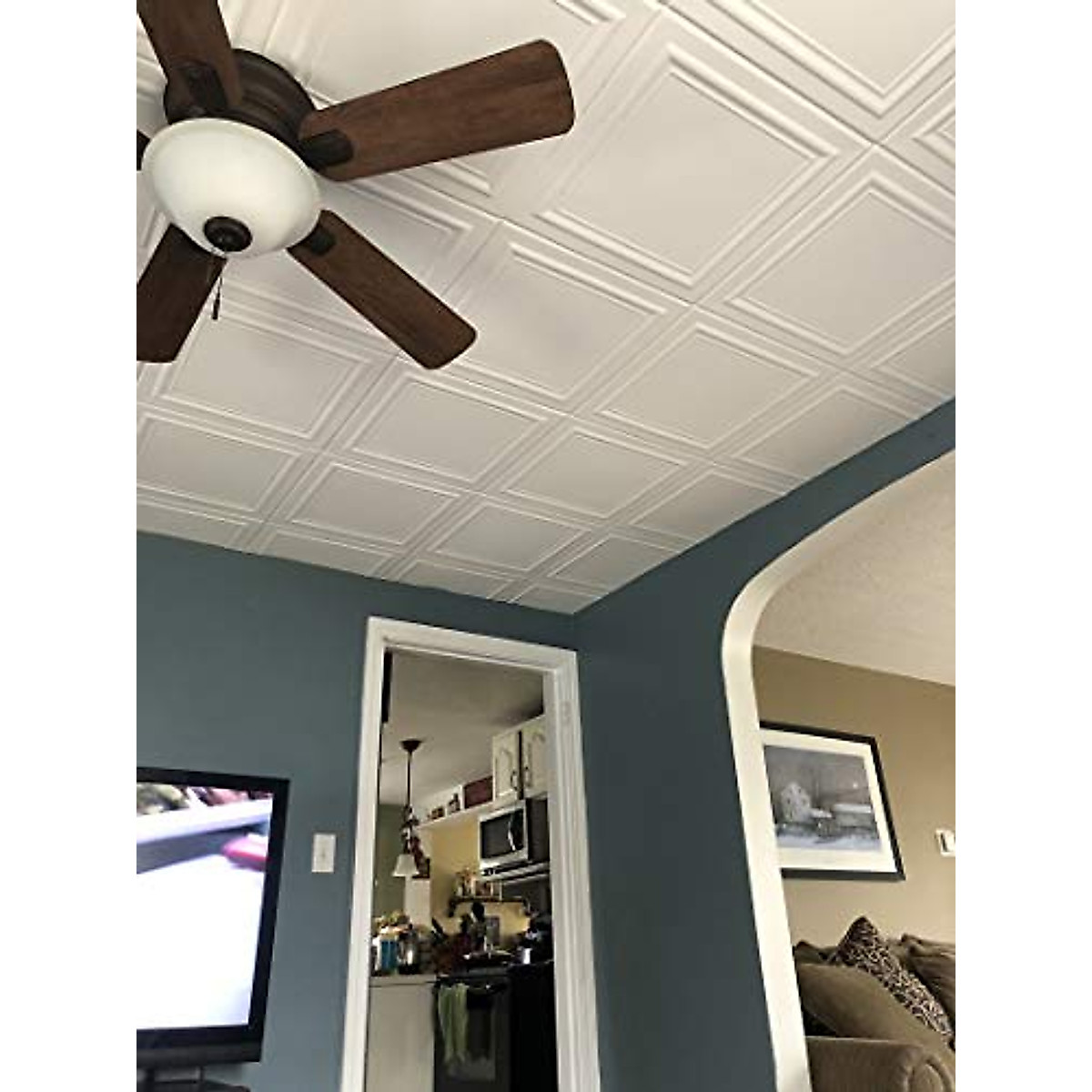 A La Maison Ceilings R24 Line Art Foam Glue-up Ceiling Tile (128 sq. ft./Case), Pack of 48, Plain White