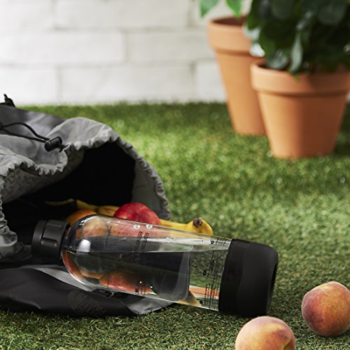 LEVIVO Water Bubbler Bottle, Unbreakable Plastic Bottle Bubbler, with lid and Bottom in Black, Content: Approx. 1