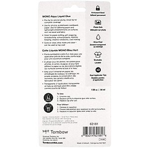 Tombow MONO Aqua Liquid Glue, Permanent Bond, 50 ml, Clear, Carded (62181)