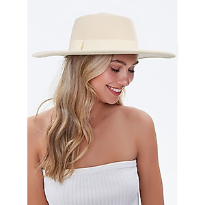 Women Men Classic Felt Fedora Hat Wide Brim Flat Top Boater Hat