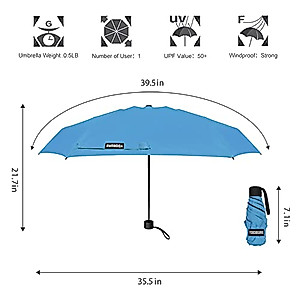 Yoobure Small Mini Umbrella with Case Light Compact Design Perfect for Travel Lightweight Portable Parasol Outdoor Sun&Rain Umbrellas