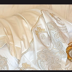 UpcoT Household Double Strand Long Staple Cotton Embroidered Four-Piece Set Cotton Sateen Bedding Quilt Set Sheet (Color : D, Size : 200 * 230cm)