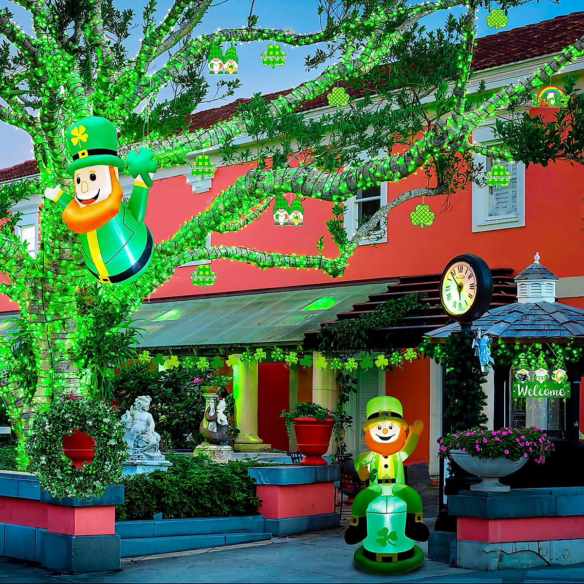 JMEXSUSS 500 LED Green St Patricks Day Lights, 8 Modes Christmas Lights Outdoor Plug in, 173ft Green String Lights for Christmas Party Xmas St Patricks Day Decorations