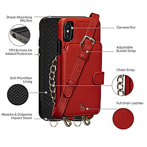 Sena Kyla Crossbody Snap On Cell Phone Case for iPhone XR - Wireless Charging Compatible, Red