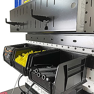 Wall Control Power Tool Storage Organizer Kit Cordless Drill Holder Charging Station Rack 16” x 32” Metal Pegboard Organization System (White Pegboard)