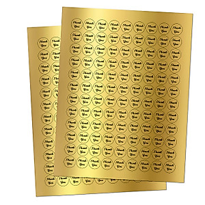 Gold Foil Thank You Kisses Stickers, (Set of 216) Chocolate Drops Labels Stickers for Weddings, Bridal Shower, Engagement Party, Birthday, Baby Shower, Party Favors Decor for Kisses