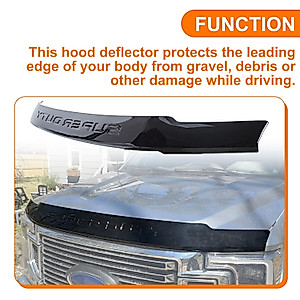 HECASA Black Hood Deflector Bug Shield Compatible with 2017-2022 Ford Super Duty F250 F350