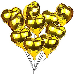 18" Heart Balloons Foil Balloons Mylar Balloons for Party Decorations Party Supplies, 20 Pieces (Gold)