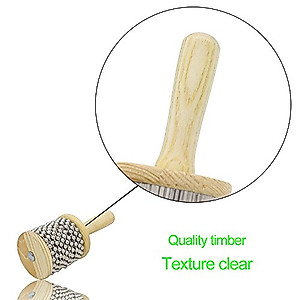 Mowind Wooden Cabasa Pop Hand Shaker Percussion Instrument with Metal Beads Small Size