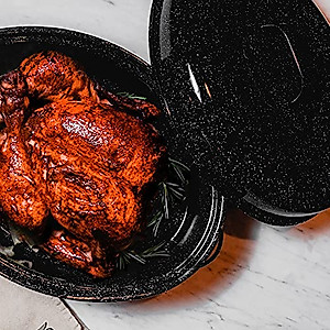 Granite Ware 15-Inch Covered Oval Roaster, 15 inches, Black