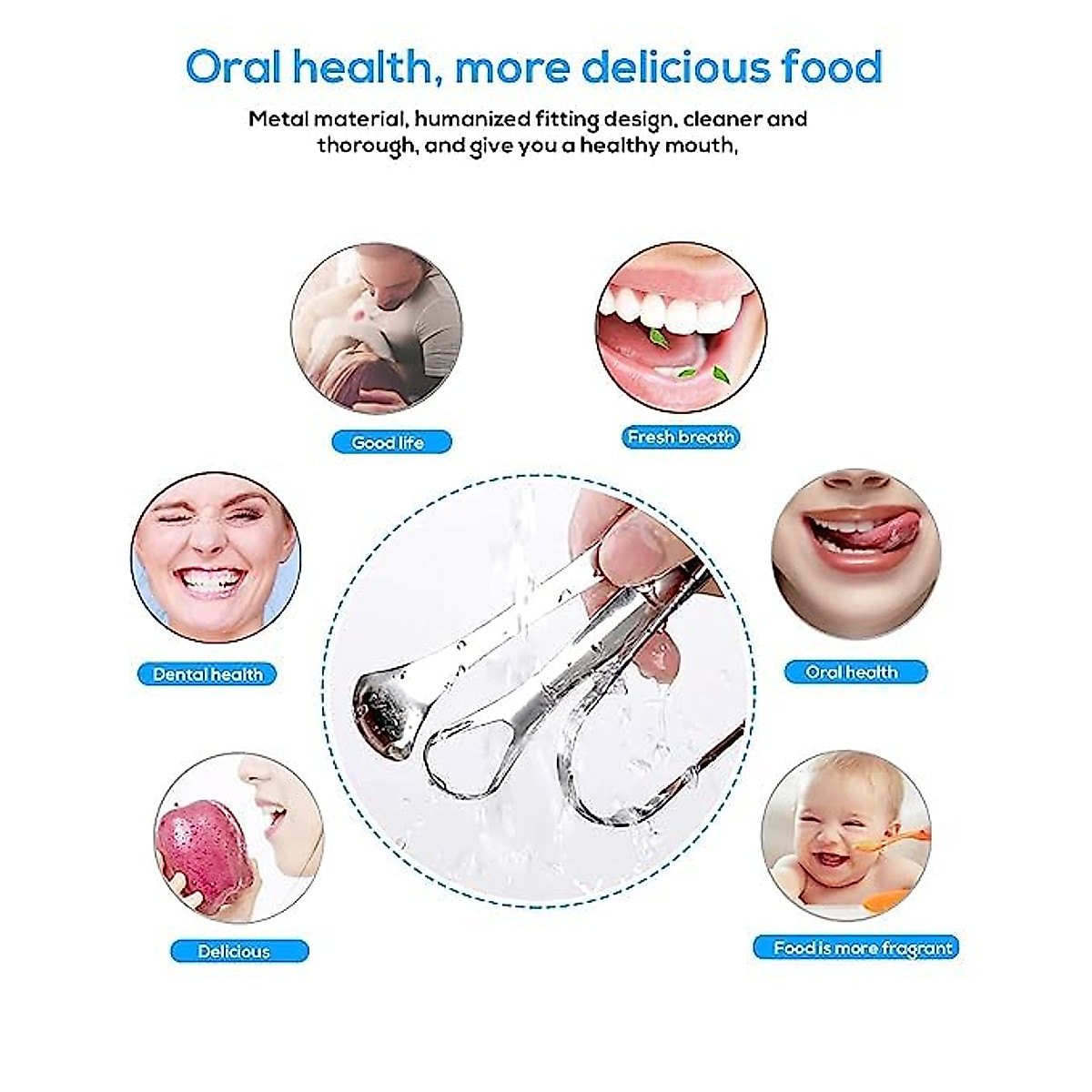 Sopurrrrdy 4PCS Metal Tongue Scraper Portable Stainless Steel Tongue Scrubber For Child And Adults Removing Bad Breath White Layer Oral Care Cleaning Tools