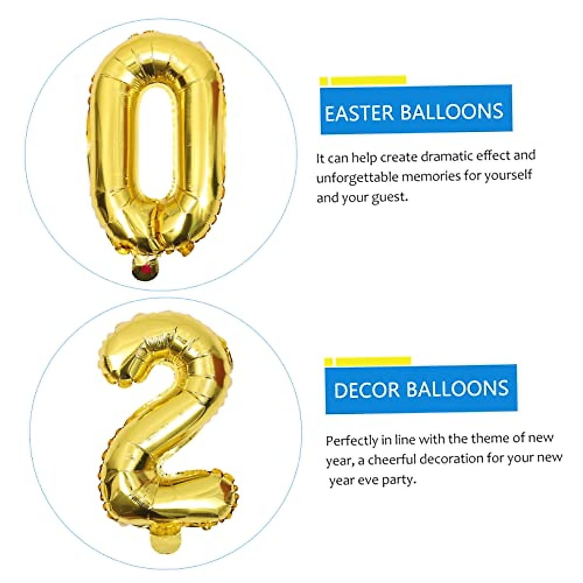 Abaodam 4pcs 2022 2022 number balloon baby kit wedding decoration gold suit Happy New Year new year photo backdrop party number balloons Aluminum Film Balloon New Year Balloon Decor suite