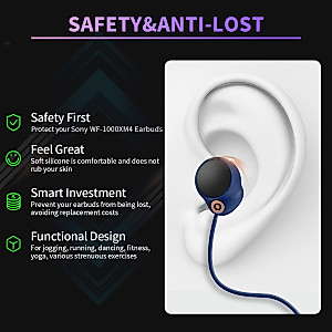 WOFRO Anti-Lost Strap for Sony WF-1000XM4 Earbuds, Sports Anti-Slip Soft Silicone Lanyard Accessories Compatible with Sony WF-1000XM4 True Wireless Headphones Neck Rope Cord (Blue)